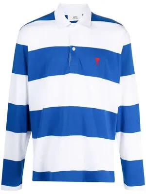 AMI Paris Horizontal-stripe Polo Shirt