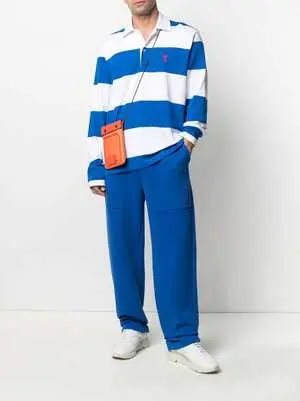 AMI Paris Horizontal-stripe Polo Shirt