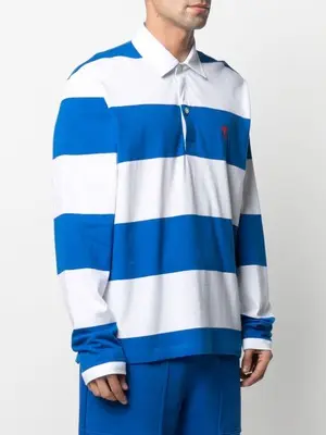 AMI Paris Horizontal-stripe Polo Shirt