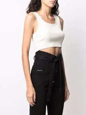 Philipp Plein Signature Wool Cropped Top - Neutrals