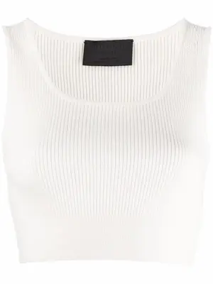 Philipp Plein Signature Wool Cropped Top - Neutrals