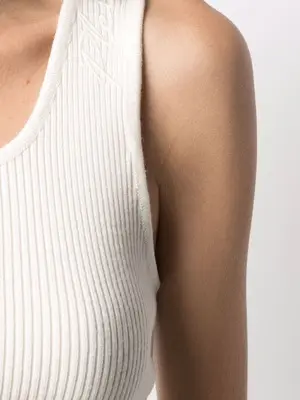 Philipp Plein Signature Wool Cropped Top - Neutrals
