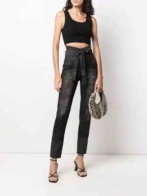 Philipp Plein Signature Wool Cropped Top - Black