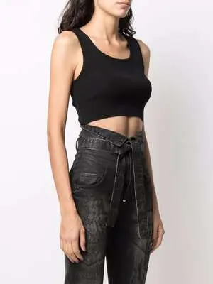 Philipp Plein Signature Wool Cropped Top - Black