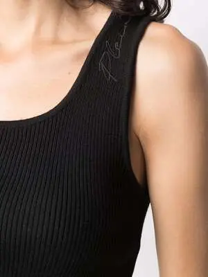 Philipp Plein Signature Wool Cropped Top - Black