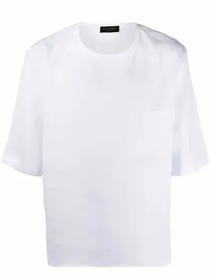 DELL'OGLIO Short-sleeve Linen T-shirt - White
