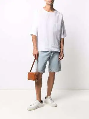 DELL'OGLIO Short-sleeve Linen T-shirt - White