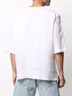DELL'OGLIO Short-sleeve Linen T-shirt - White