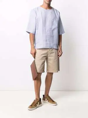 DELL'OGLIO Short-sleeve Linen T-shirt - Blue