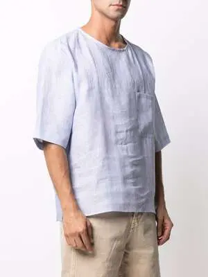 DELL'OGLIO Short-sleeve Linen T-shirt - Blue