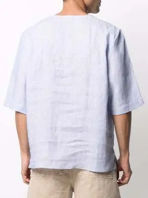 DELL'OGLIO Short-sleeve Linen T-shirt - Blue