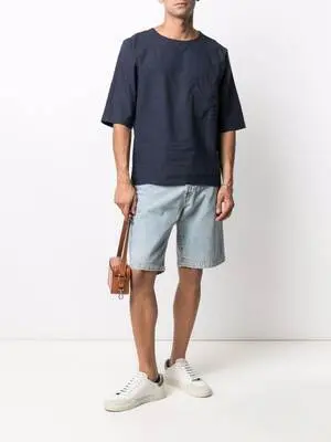 DELL'OGLIO Short-sleeve Linen T-shirt - Blue