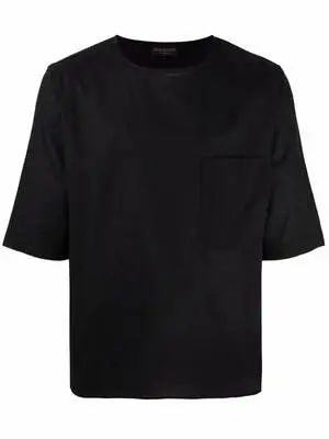DELL'OGLIO Short-sleeve Linen T-shirt - Black