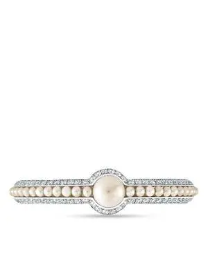 DAVID MORRIS 18kt Diamond And Pearl Bangle - Silver
