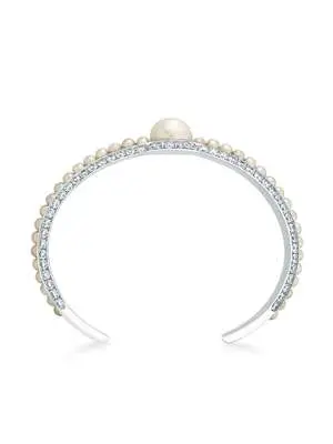 DAVID MORRIS 18kt Diamond And Pearl Bangle - Silver