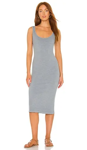 Monrow Rib Tank Dress In Grey