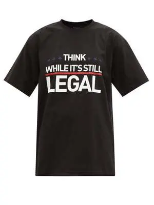Vetements Vetements - Think While It's Still Legal Cotton T-shirt - Womens - Black - Black