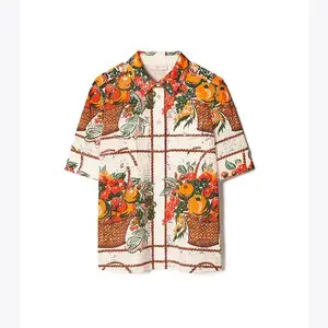 Tory Burch Tory Burch Printed Cotton Camp Shirt Fruit Basket