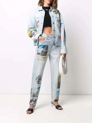 ESTEBAN CORTÁZAR X Desigual South Beach-print Denim Jacket