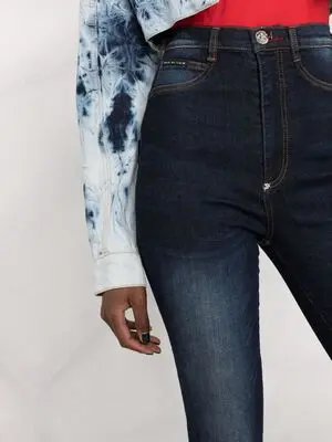 Philipp Plein Stonewashed High-waisted Jeggings - Blue