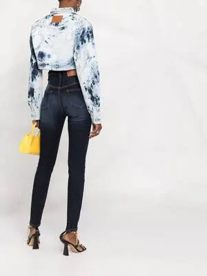 Philipp Plein Stonewashed High-waisted Jeggings - Blue