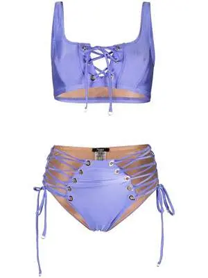 NOIRE SWIMWEAR Lace-up Two-piece Bikini - Purple