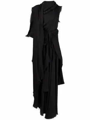 Yohji Yamamoto Asymmetric Draped Maxi Dress