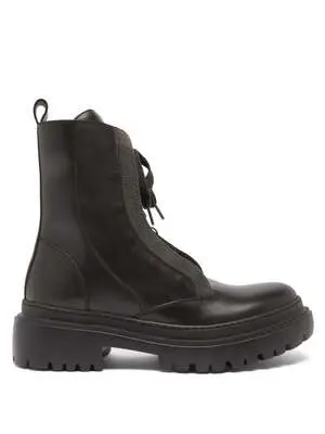 Brunello Cucinelli Brunello Cucinelli - Lace-up Leather Ankle Boots - Womens - Black - Black