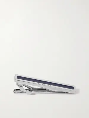 Hugo Boss Logo-engraved -tone And Enamel Tie Clip