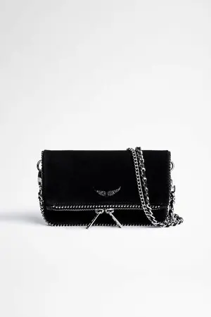 Zadig&Voltaire Rock Nano Suede Strass Clutch