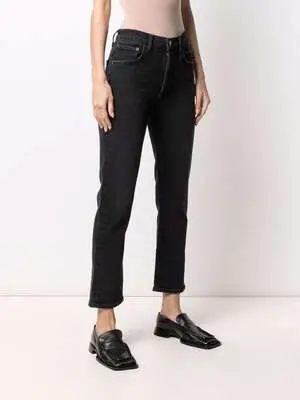 AGOLDE High-waisted Straight-leg Jeans - Black