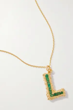 Pacharee Alphabet Gold-plated Emerald Necklace - Green