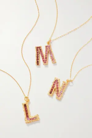 Pacharee Pacharee Alphabet Gold-Plated Emerald Necklace Pink