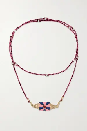 MARIE LICHTENBERG Candy Heart 14-karat Multi-stone And Enamel Necklace