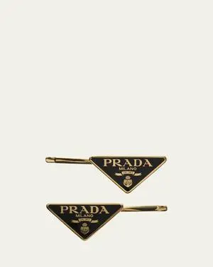 Prada Logo Hair Pin Set - Nero