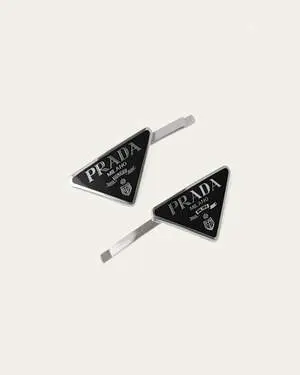 Prada Logo Hair Pin Set - Nero