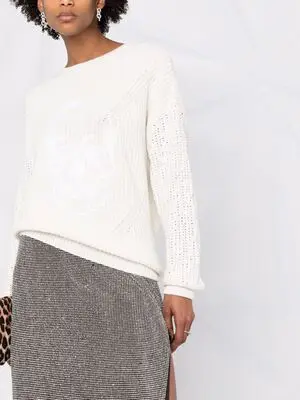 Philipp Plein Crystal-embellished Knitted Jumper - Neutrals