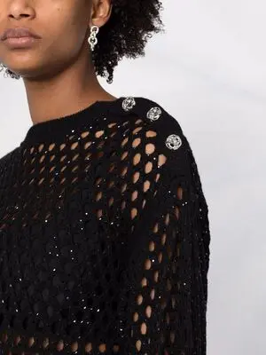 Philipp Plein Crystal-embellished Pointelle-knit Jumper