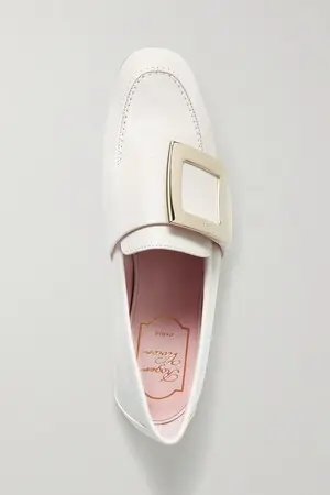 ROGER VIVIER Embellished Leather Loafers - Off-white