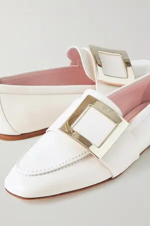ROGER VIVIER Embellished Leather Loafers - Off-white