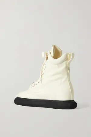Attico Selene Logo-embellished Shell And Leather Combat Boots