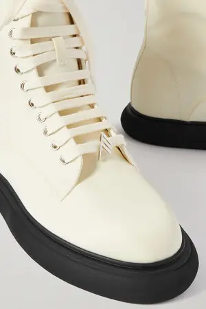 Attico Selene Logo-embellished Shell And Leather Combat Boots
