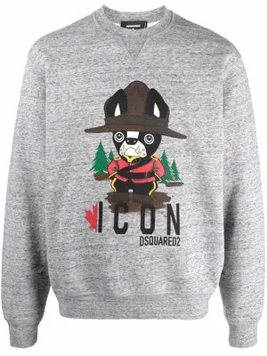 Dsquared2 Graphic Print Cotton Sweatshirt - Grey