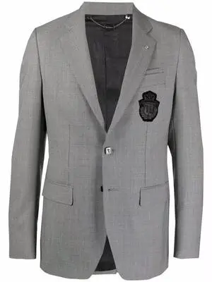 BILLIONAIRE Super Slim Crest-embroidered Blazer - White