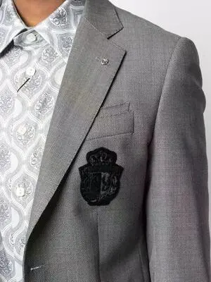 BILLIONAIRE Super Slim Crest-embroidered Blazer - White