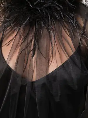 STYLAND Sheer Feather-trimmed Blouse