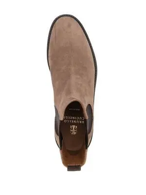 Brunello Cucinelli Ankle-length Suede Chelsea Boots - Neutrals