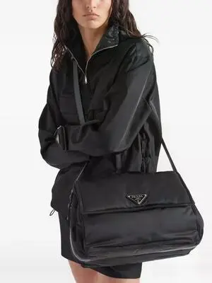 Prada Traveller Large Padded Re-nylon Shoulder Bag - Black