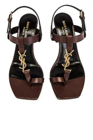 Saint Laurent Cassandra Sandals In Brown