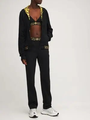 Versace Greek Logo Cotton Blend Sweatpants - Black